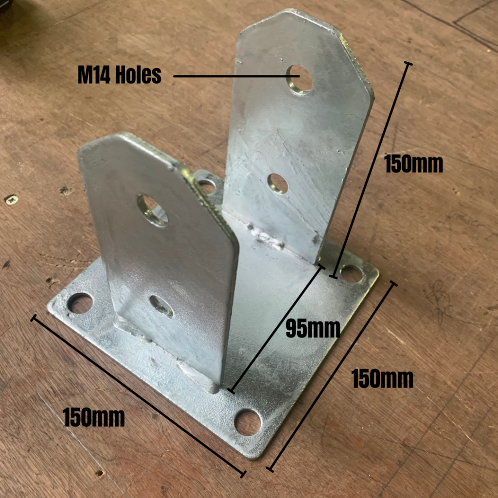 Galvanised Post Brackets 100mm x 100mm - Hennessy Outdoors