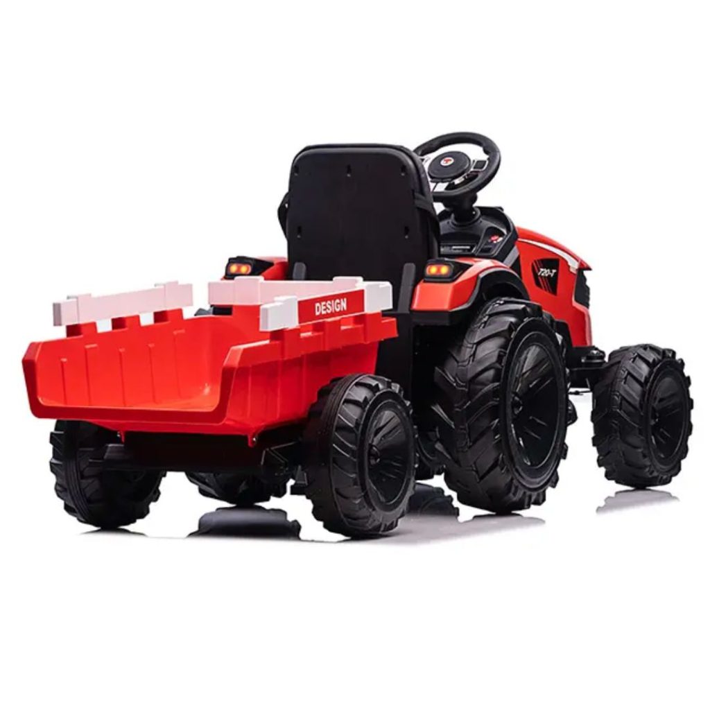 Kids Ride On Red 24V Tractor and Trailer - Hennessy Outdoors